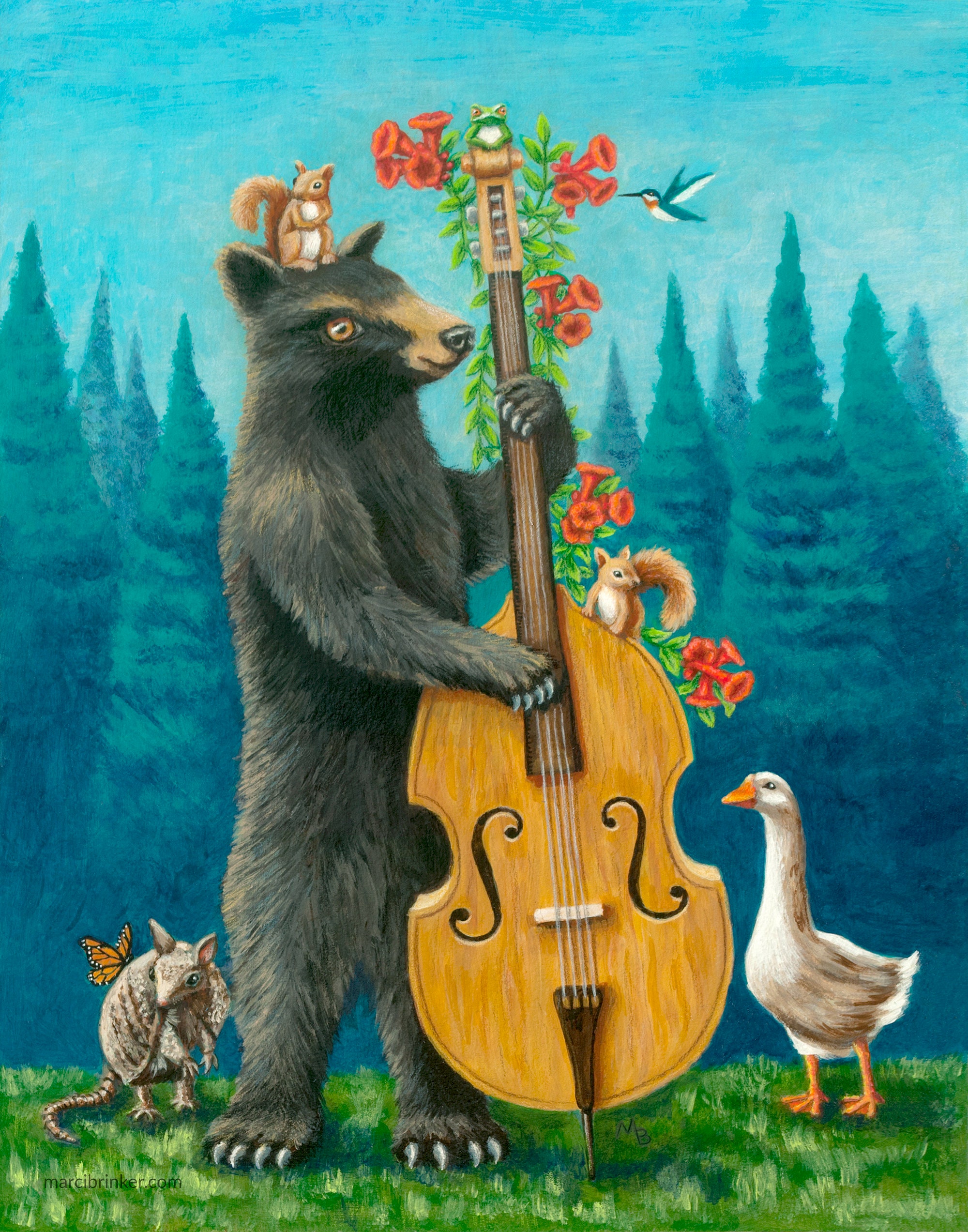 Art Print Whimsical Art Musical Animals Forest Friends - Etsy