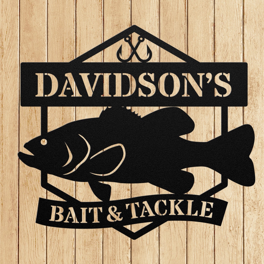 Custom Fishing Metal Outdoor Sign, Gift for Fisherman, Bass Bait ...