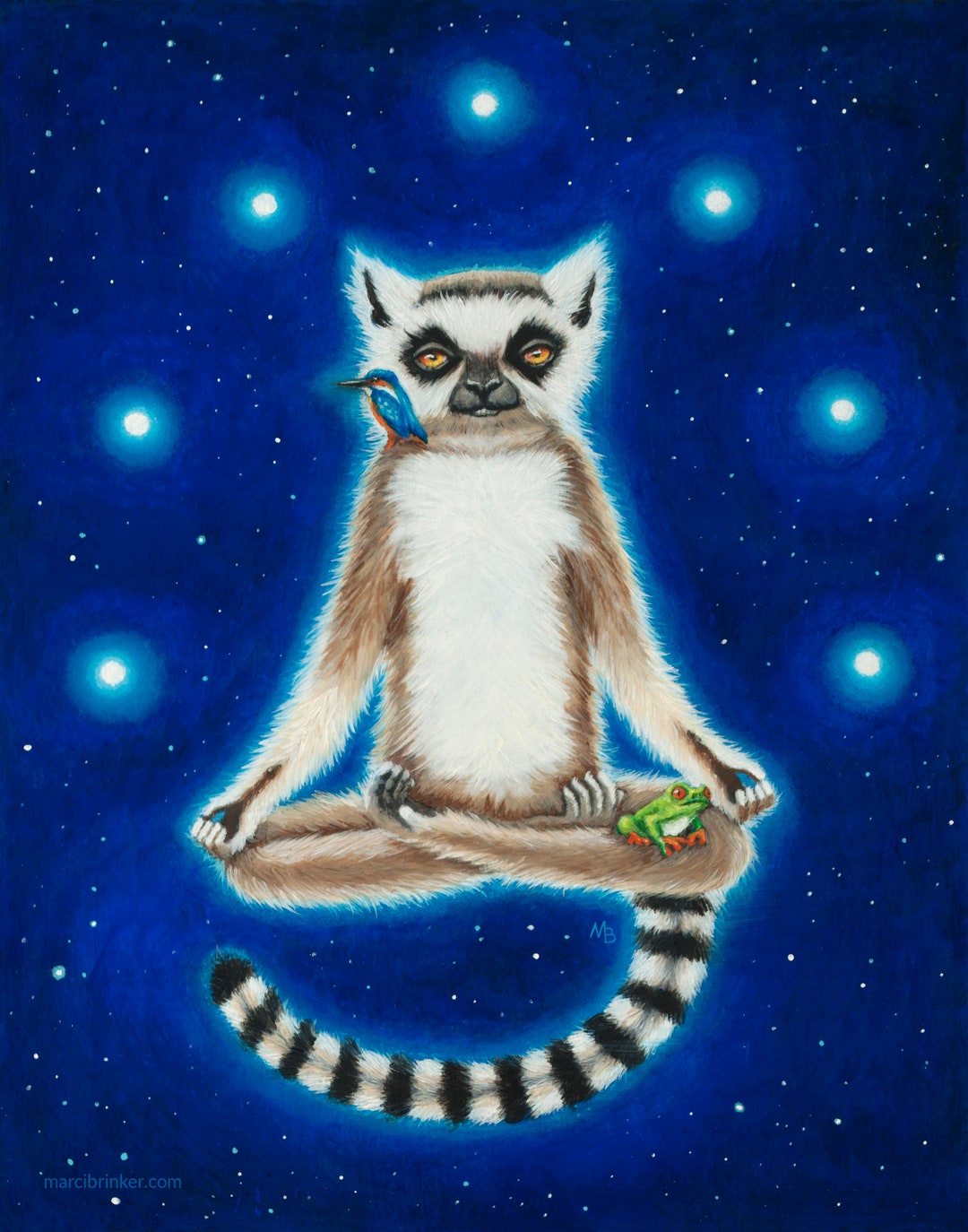 Art Print Lemur, Surreal Art, Whimsical Art, Meditation, Funny Animals ...