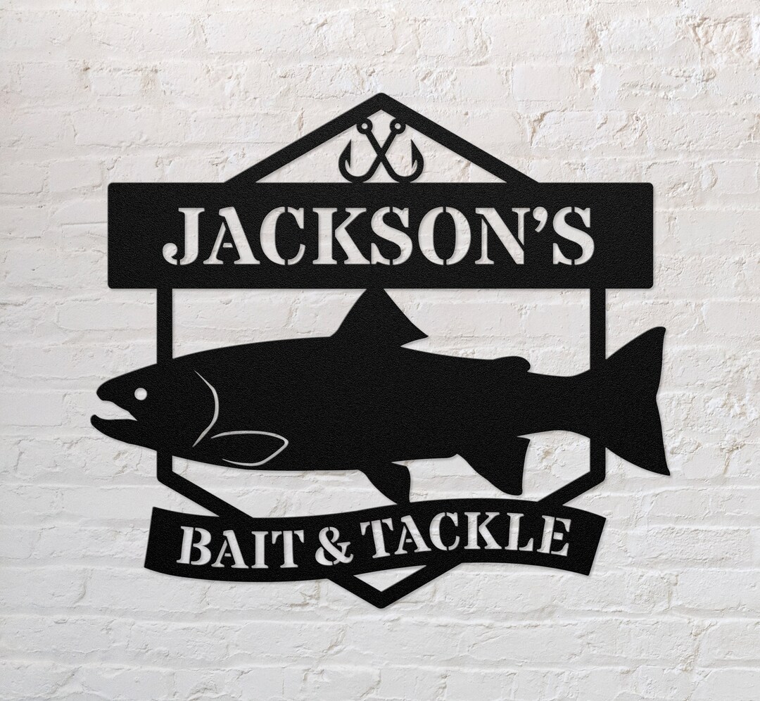 Custom Fishing Metal Outdoor Sign, Gift for Fisherman, Trout Bait ...
