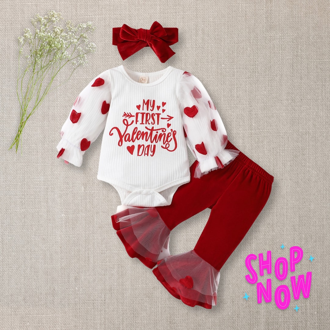 Valentines Day Baby Girl Outfit / Baby Girl 1st Valentine / My - Etsy