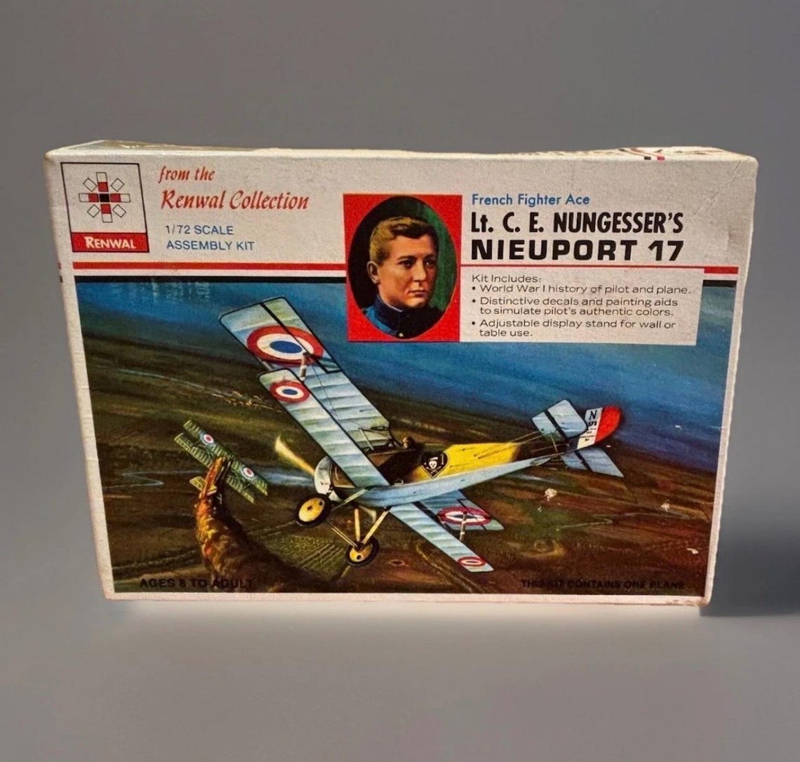 Vintqge Renwal Nieuport 17 1/72 Scale Model Airplane Kit 1960 NEW Never ...