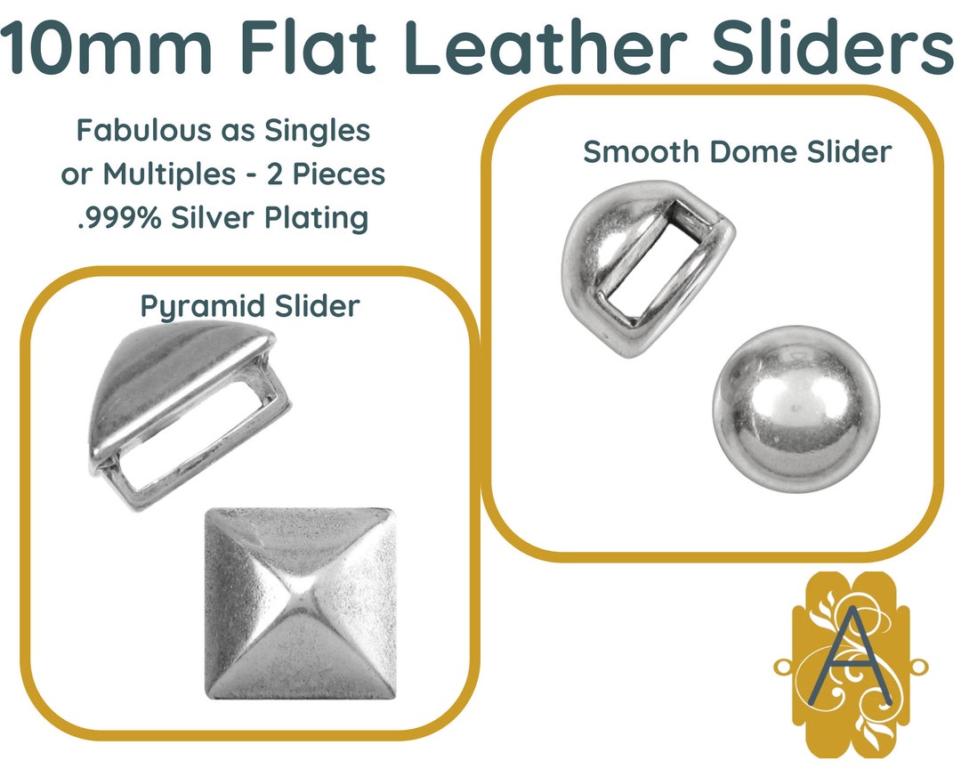 Dome or Pyramid Sliders for 10mm Flat Leather or 2x5mm Flat - Etsy