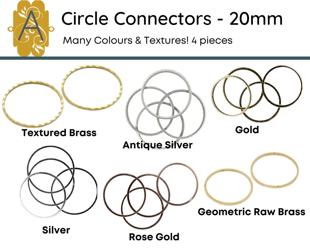 20 or 25mm Circle Connectors, Smooth, Geometric, Textured, Antique ...