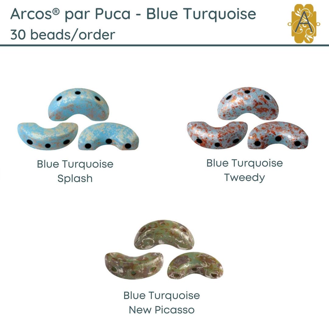 ARCOS Par Puca, 30 Beads, 2 FREE Patterns With Order, Opaque Blue ...