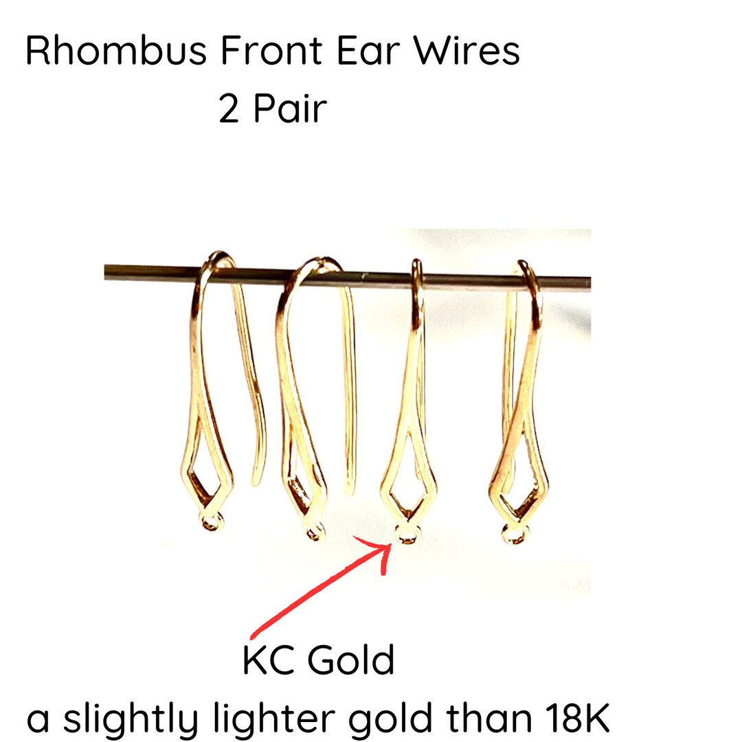 Rhombus Front Ear Wires, Closed Loop, KC Gold, 2 Pr - Etsy