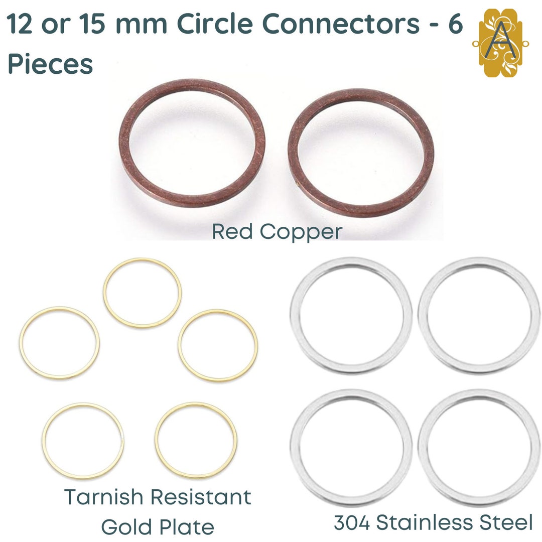 Circle Connectors, 12 or 15mm, 3 Finishes, 6 Pieces - Etsy