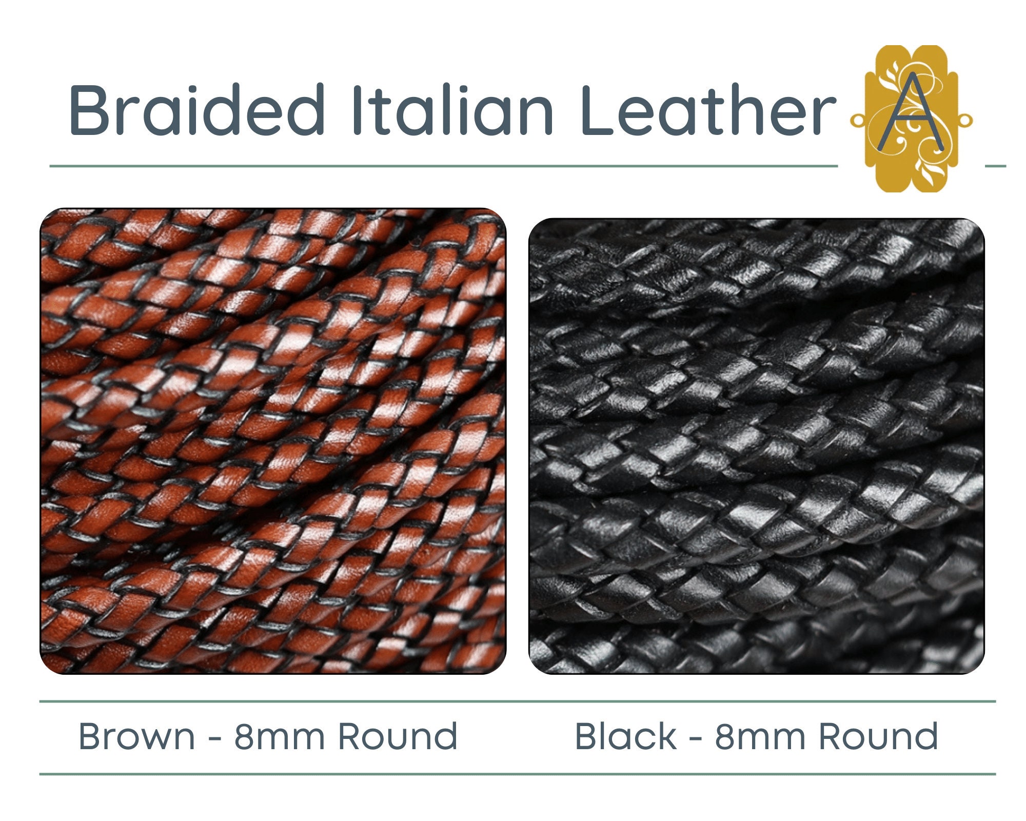 Gorgeous Braided Italian Leather 8mm Round. Sold per Foot - Etsy