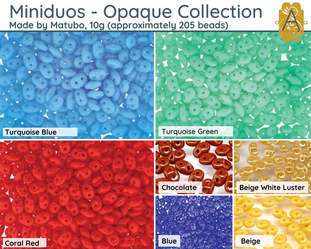 MINIDUOS, 10g. ~205 Beads, Opaque Collection by Matubo, FREE Pattern ...