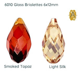 6010 Crystal Briolettes, Faceted Glass, 6x12mm, Pear or Drop Beads, 4 ...