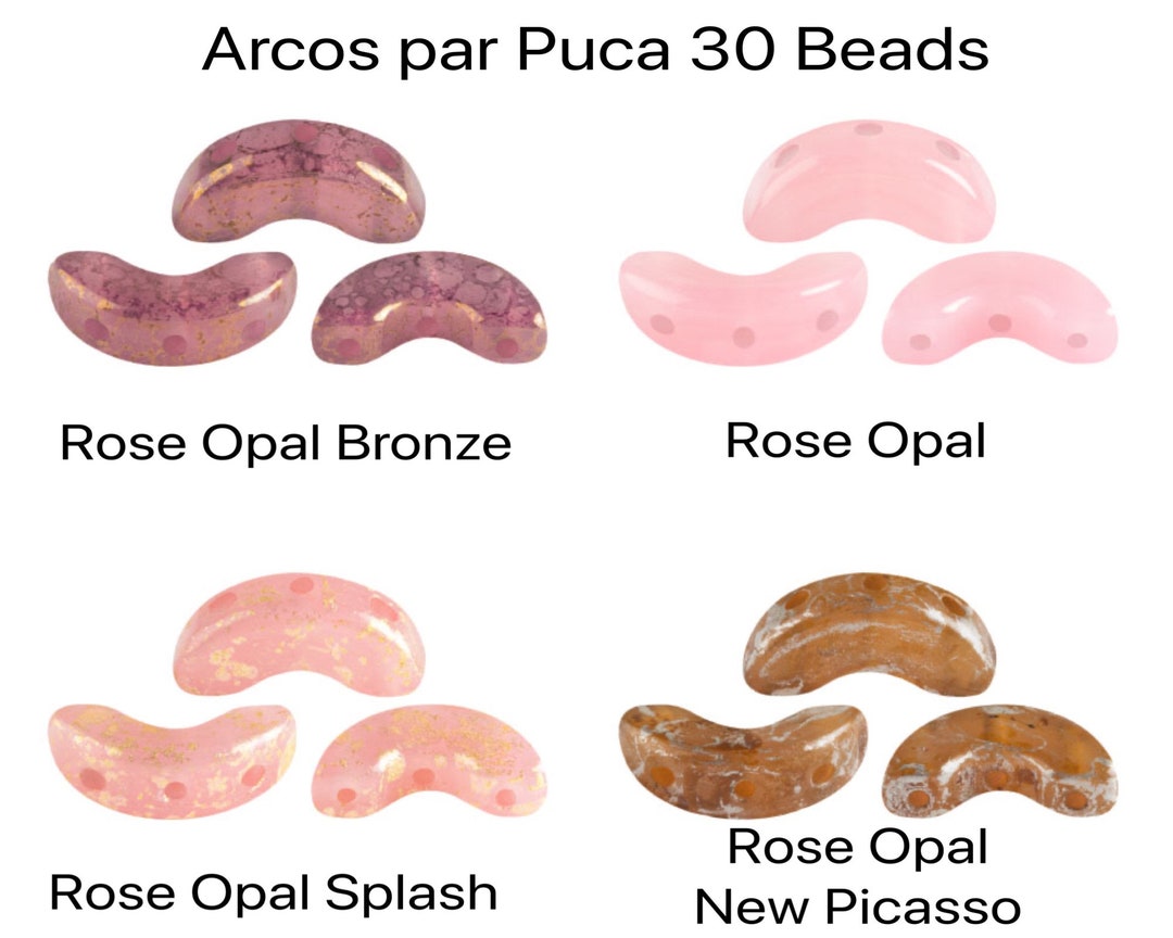 ARCOS Par Puca, 30 Beads, 2 FREE Patterns With Order, Rose Opal, Rose ...