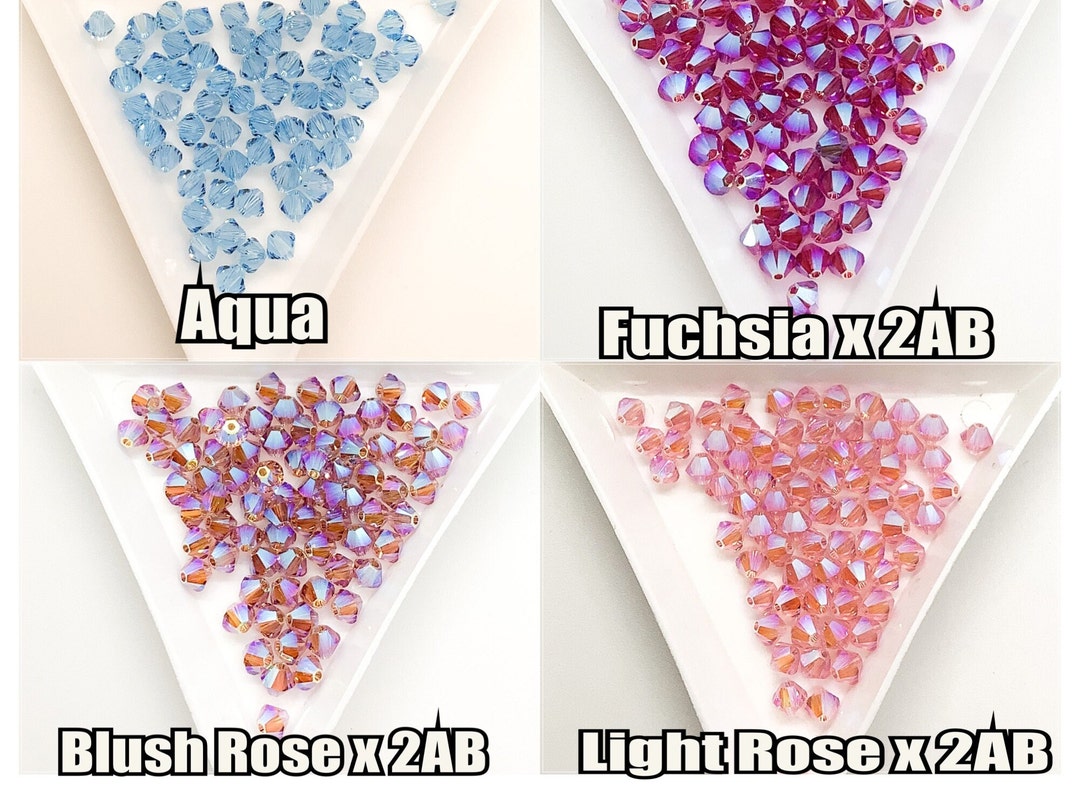 Argus Crystal Bicones, 5328, 4mm, Aqua, Fuchsia AB, Blush Rose, Light ...