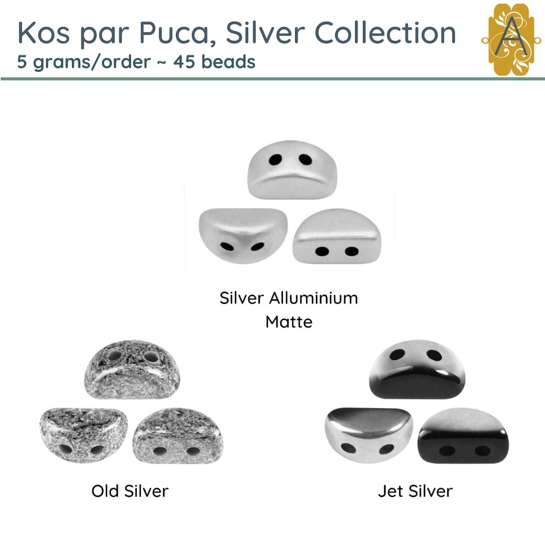 KOS Par Puca, 5g. ~ 45 Beads, + 2 FREE Patterns With Order, Silver ...