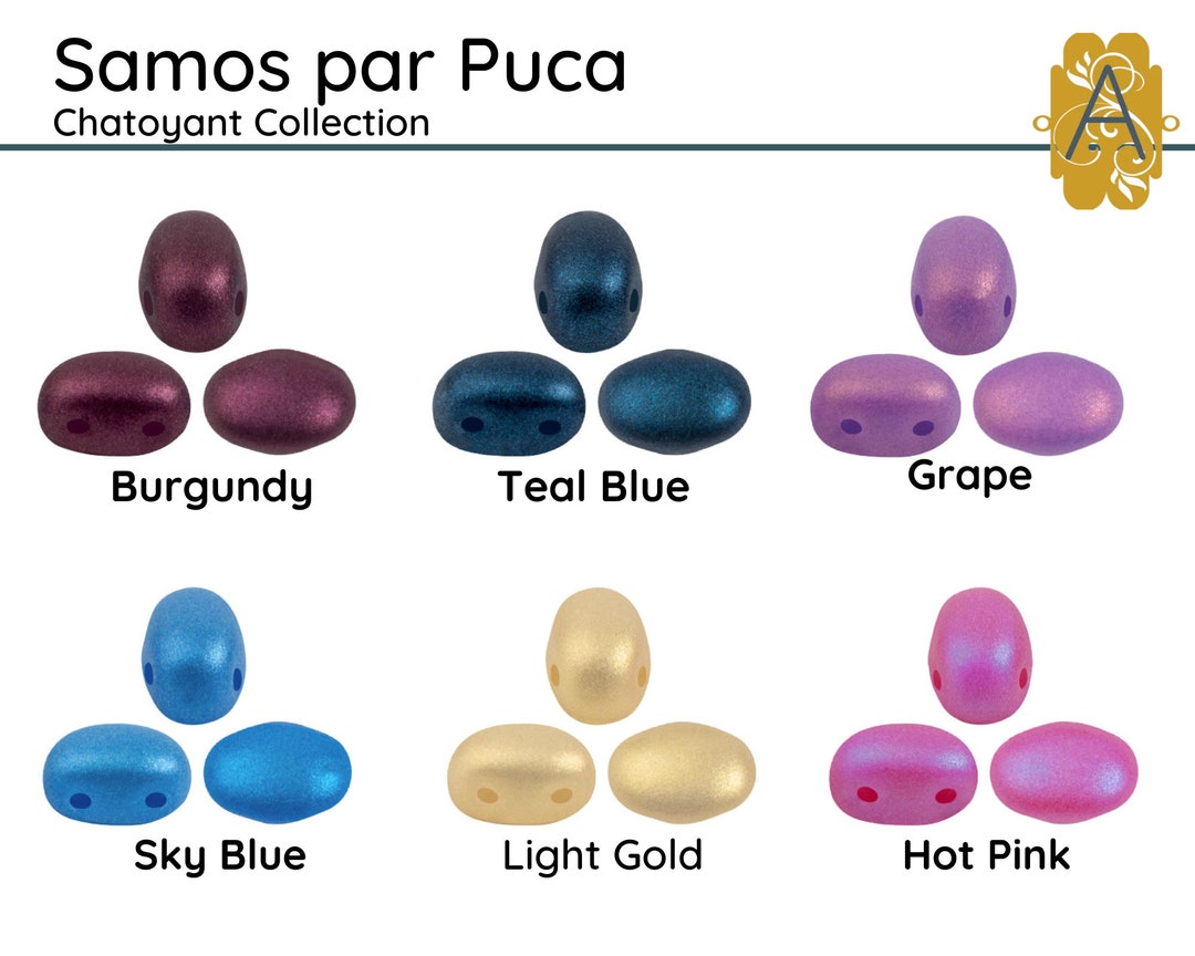 SAMOS Par Puca Chatoyant Collection , 5g. ~20 Beads, + 2 Free Patterns ...