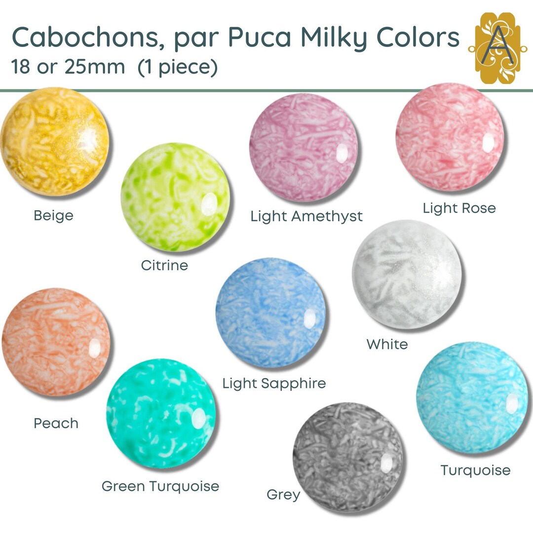 Cabochons Par Puca, Milky Colors, 18mm or 25mm, +TWO FREE Patterns With ...
