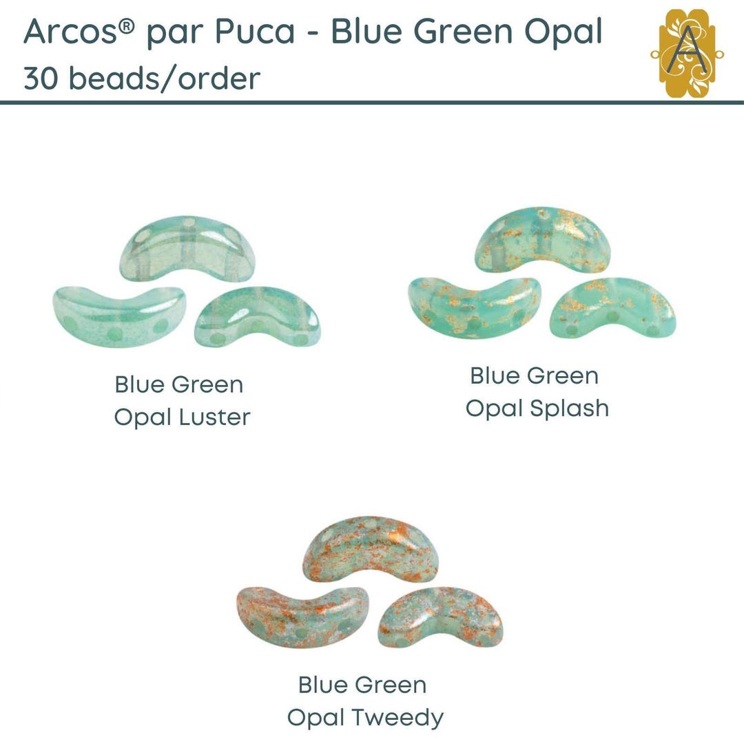 ARCOS Par Puca, 30 Beads, 2 FREE Patterns With Order, Opal Luster, Opal ...