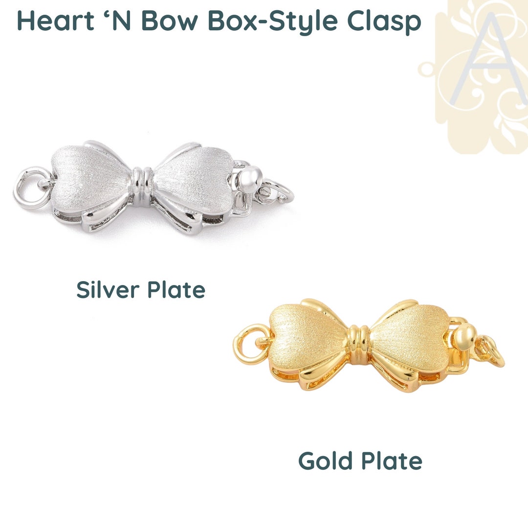 Heart 'N Bow, 1-strand Box Style Clasp, Tongue Clasp, 1 Set per Order ...
