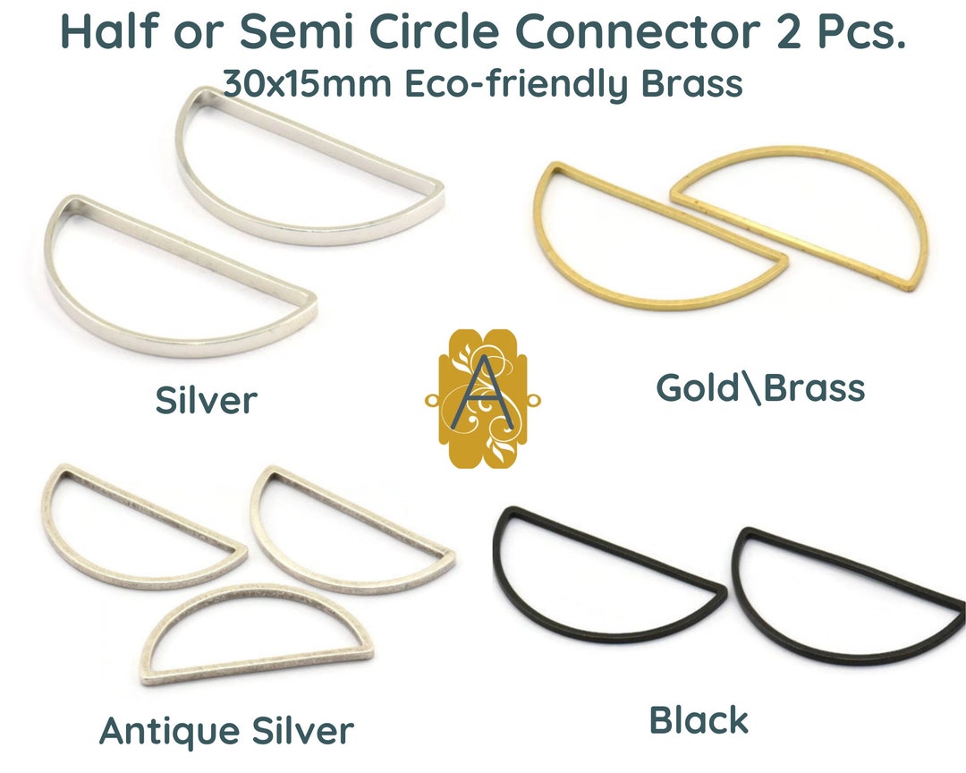 Half or Semi-circle Connectors, 30x15mm, Beading Frame, 2 Pieces, Try ...