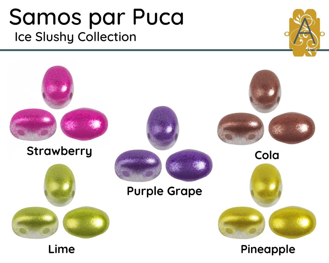 SAMOS Par Puca ICE SLUSHY Collection , 5g. ~20 Beads, + 2 Free Patterns ...