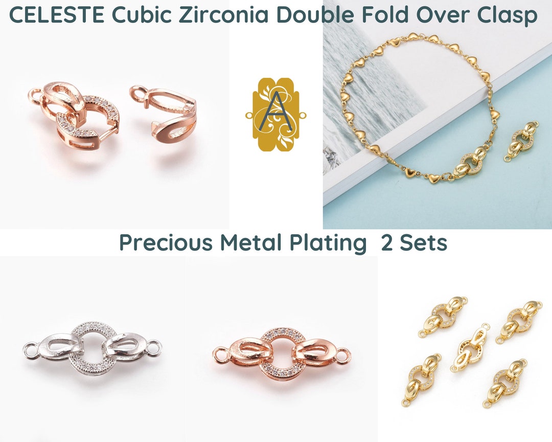 CELESTE, 1-strand Fold Over Clasp, Cubic Zirconia, Precious Metal Plating - Etsy