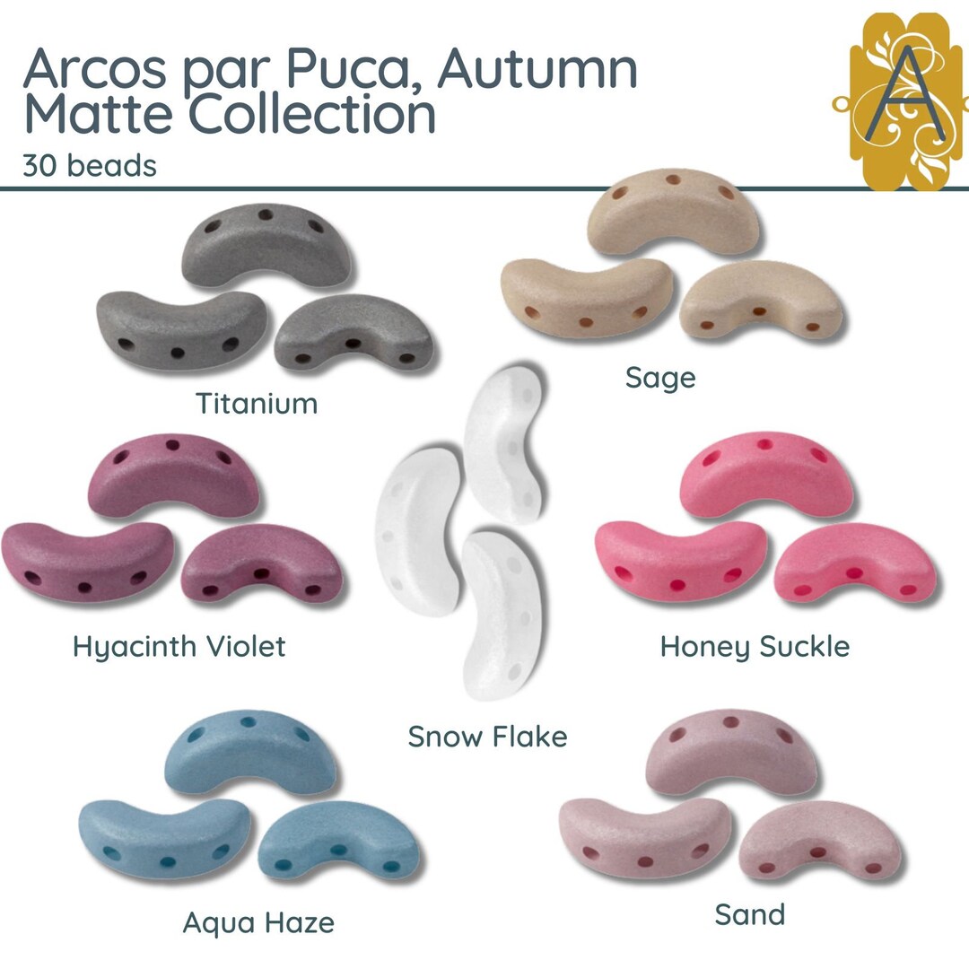 Arcos Par Puca, Autumn Matte Collection, ~30 Beads, + 2 FREE Patterns ...