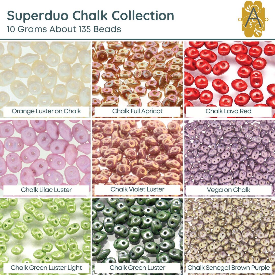 Superduo Beads, 10g., Chalk Collection, 9 Colors - Etsy