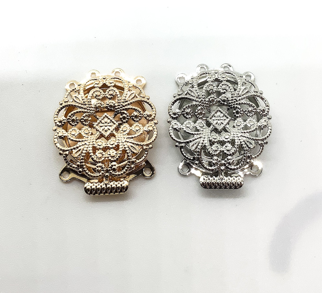 PASTICHE, 4-strand Box or Tongue Clasp, Vacuum Plated in Real Platinum ...