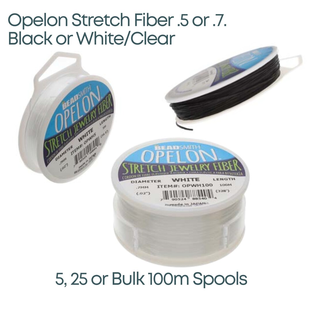Opelon Stretch Fiber Cord, Black & White, 5, 25m or 100 Meters, No. 1 ...