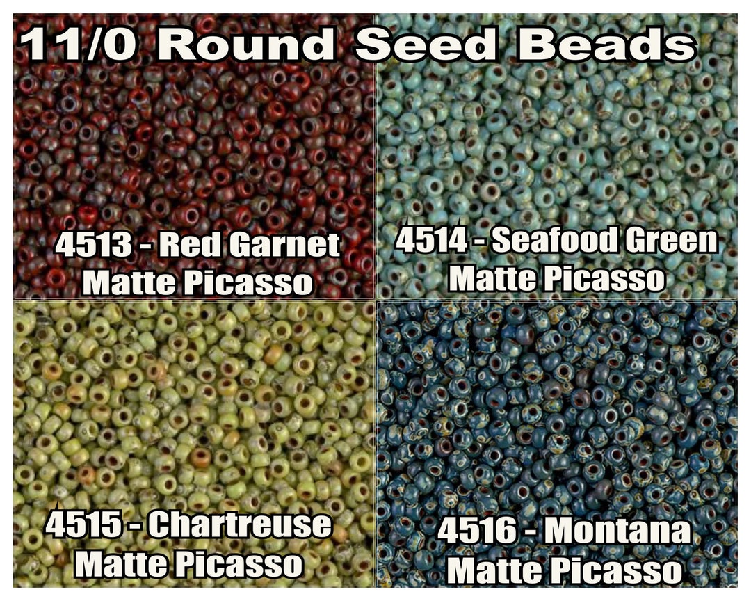 11/0 Miyuki Round Seedbeads 23g, Red Garnet Picasso 4513, Seafood ...