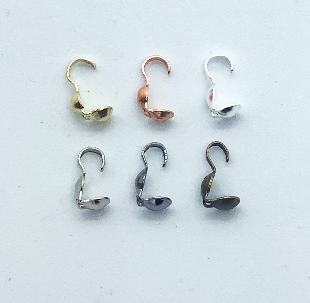 Clamshell or Bead Tips, OPEN HOOK End, 20\50\70\144 Pieces, 6 Colors ...