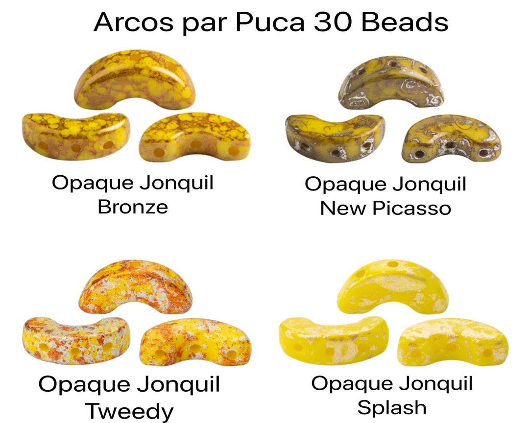 ARCOS Par Puca, 30 Beads, + 2 FREE Patterns With Order, Opaque Jonquil ...