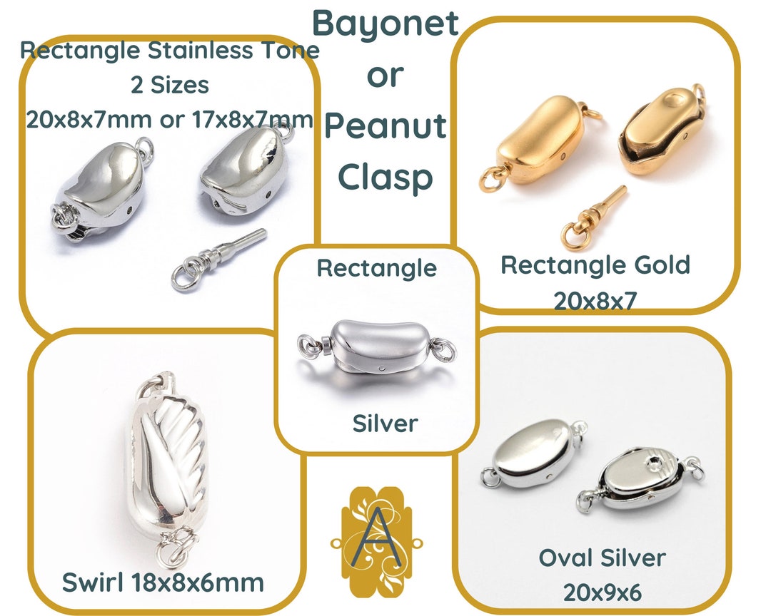 Stainless Steel Bayonet, Push Pull or Peanut Clasp, 1-strand With Jump ...
