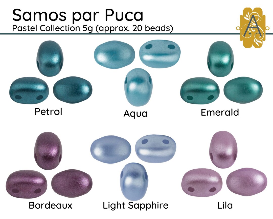 SAMOS Par Puca PASTEL Collection , 5g. ~20 Beads, + 1 Free Pattern With ...
