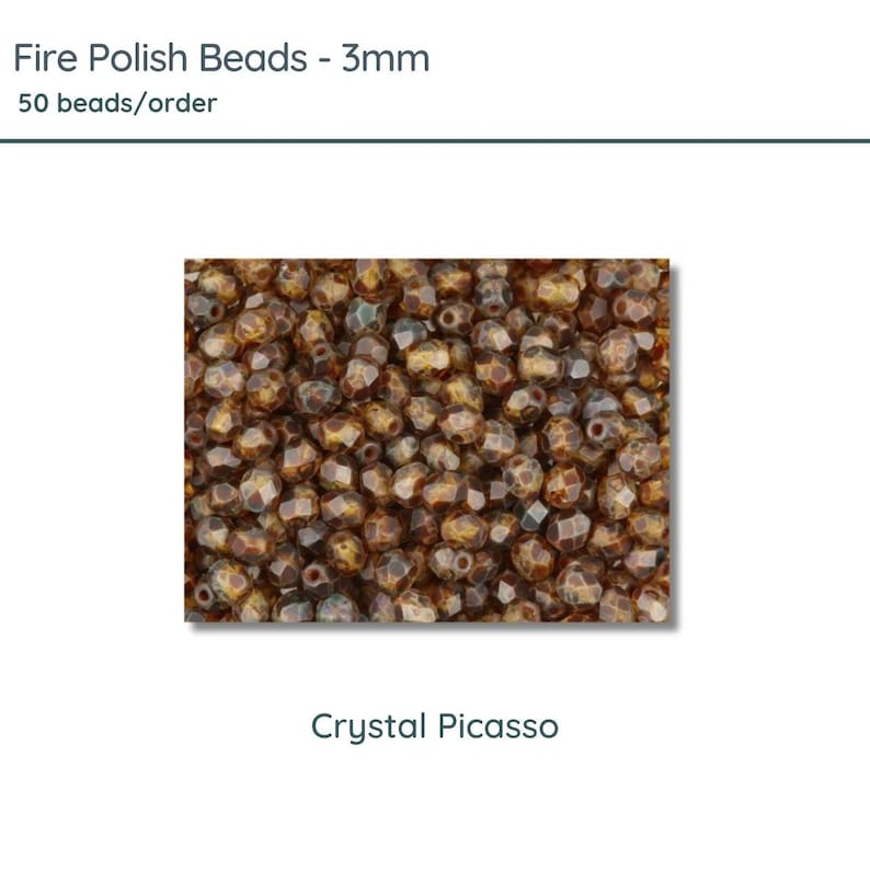 Fire Polish Beads, 3mm, Crystal Picasso, 50 Pieces - Etsy Canada