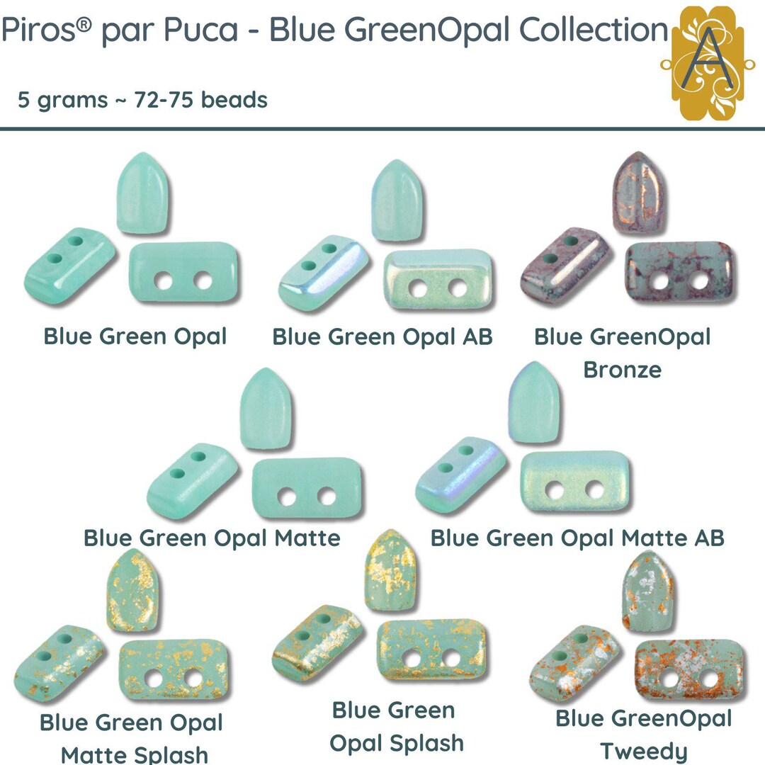 Piros® Par Puca®, Blue Green Opal Collection, 5g. ~72-75 Beads - Etsy