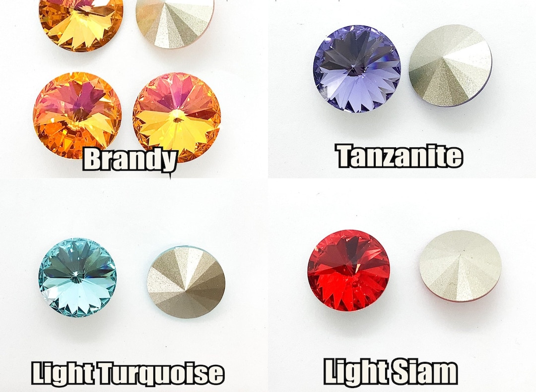 14mm Argus Crystal 1122 Rivoli Light Siam, Brandy, Tanzanite, Light ...