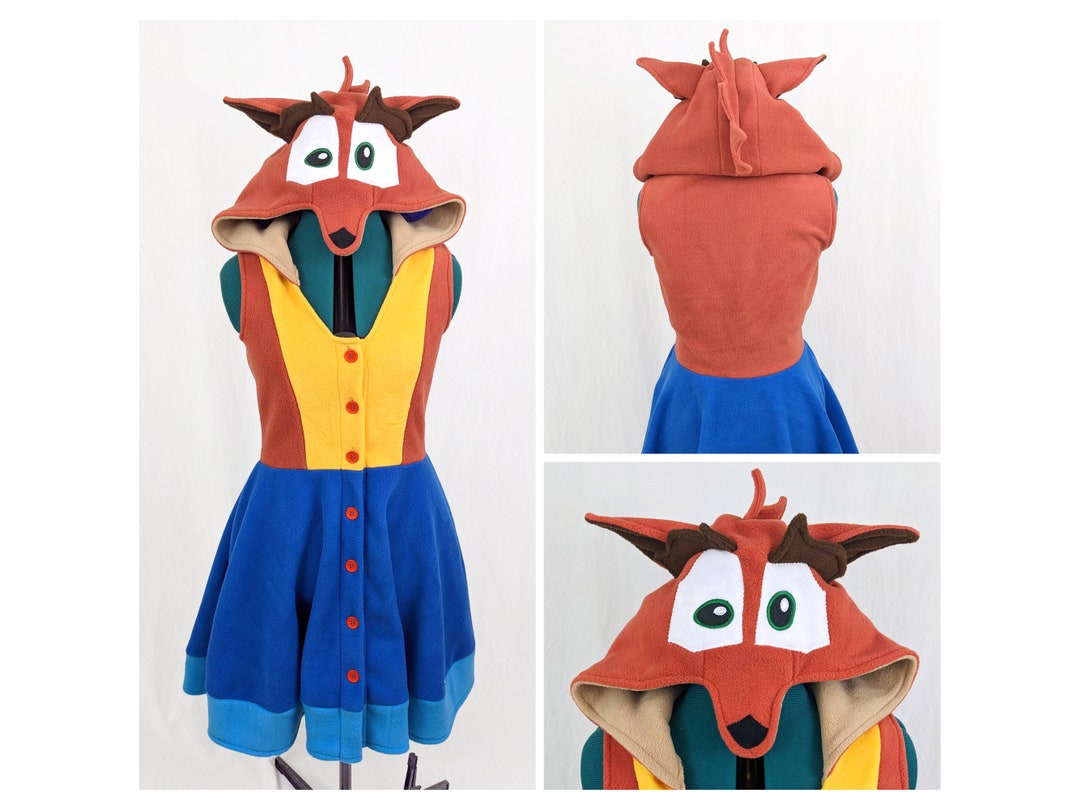 Crash Bandicoot Inspired Kigurumi Dress Handmade Retro Gaming Fleece ...