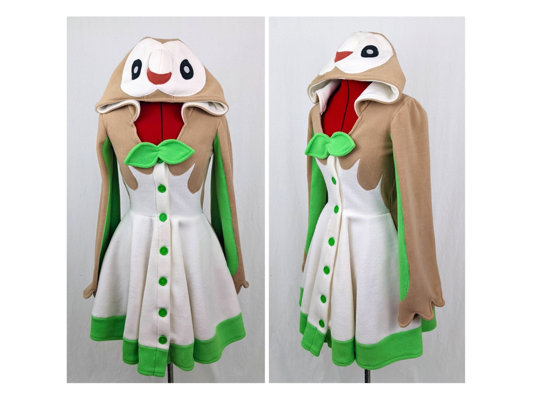 Rowlet Inspired Kigurumi Dress Handmade Starter Pokemon Fleece Cosplay ...