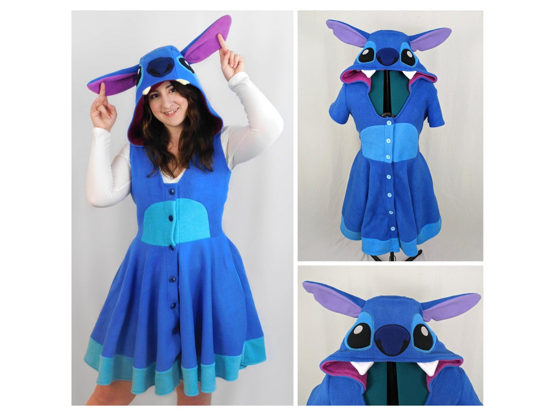 Stitch Inspired Kigurumi Dress Handmade Fleece Cosplay for Women, Comfy ...
