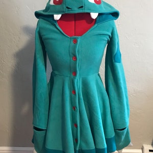 Bulbasaur Inspired Kigurumi Dress Handmade Fleece Pokemon Cosplay for ...