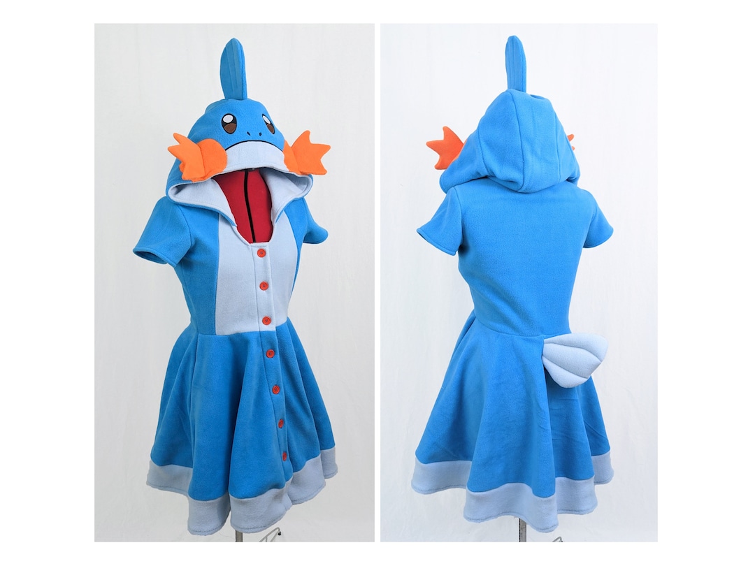Mudkip Inspired Kigurumi Dress Handmade Water Pokemon Fleece Cosplay