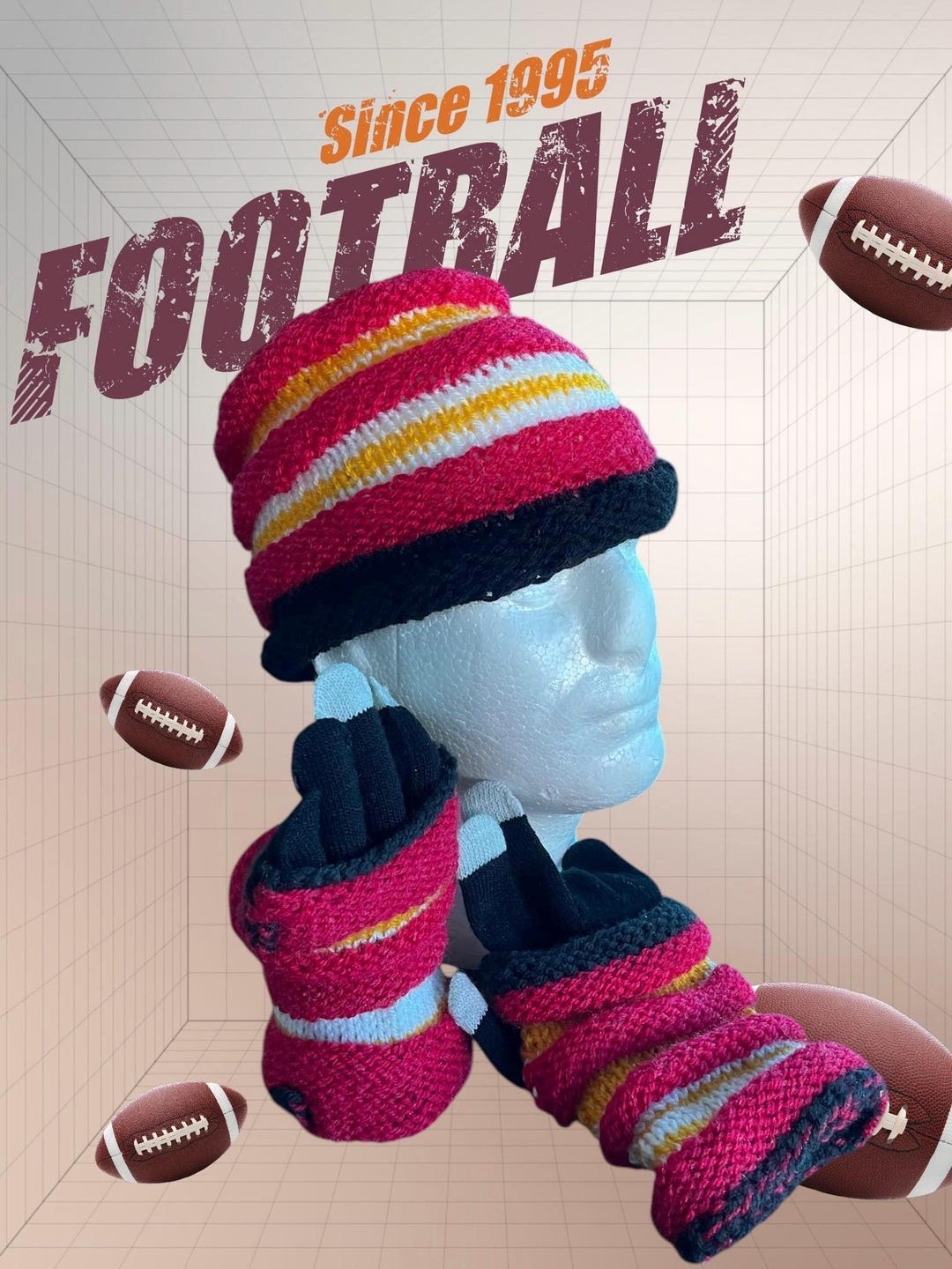 Kansas City Chiefs Football Fans Hat and Gloves - Etsy