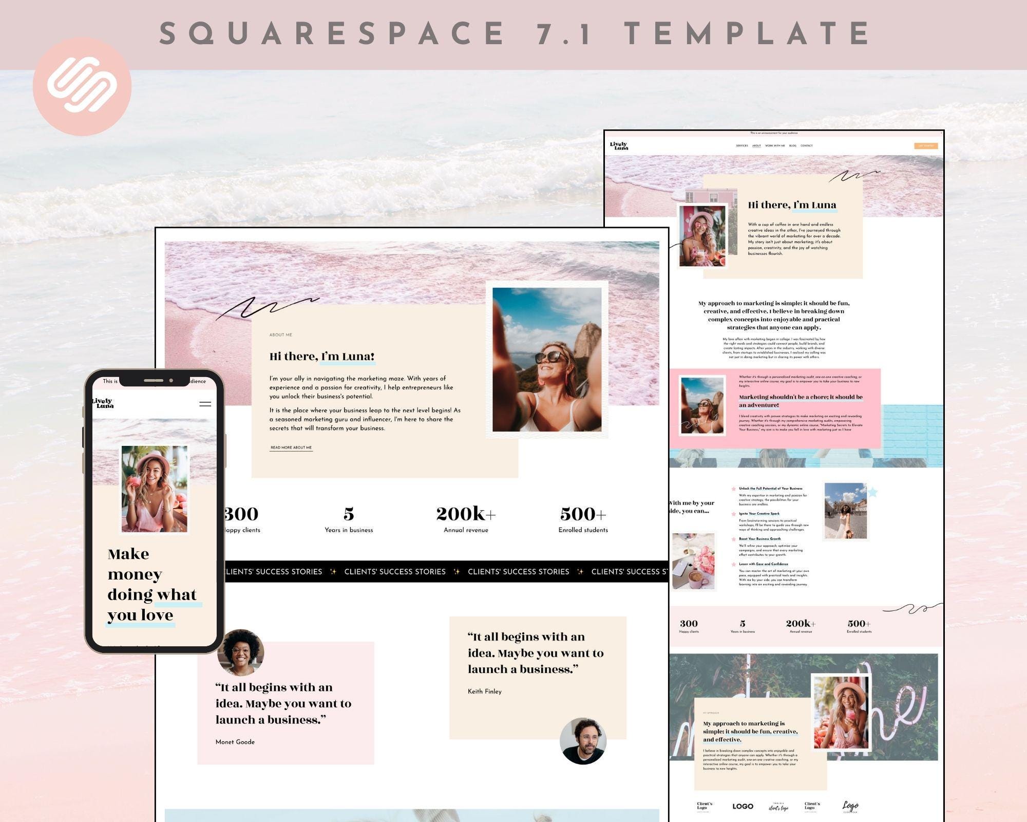 Squarespace Template for Coach Blogger Freelancer Business Website ...