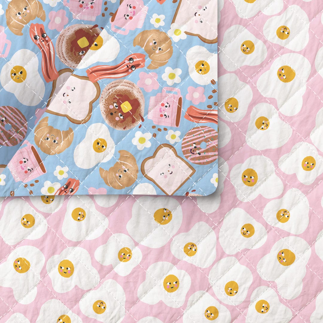 Double Sided Pre-quilted Fabric - Food Face by Corinne Lent - Etsy