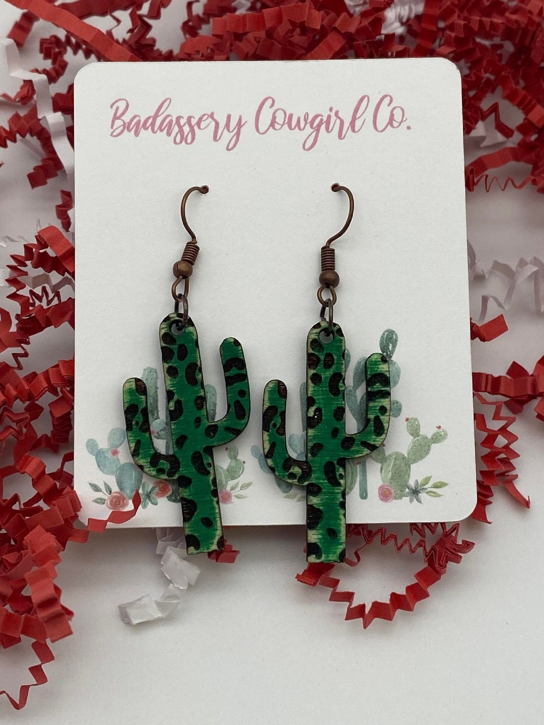 Leopard Cactus Earring SVG File Glowforge - Etsy
