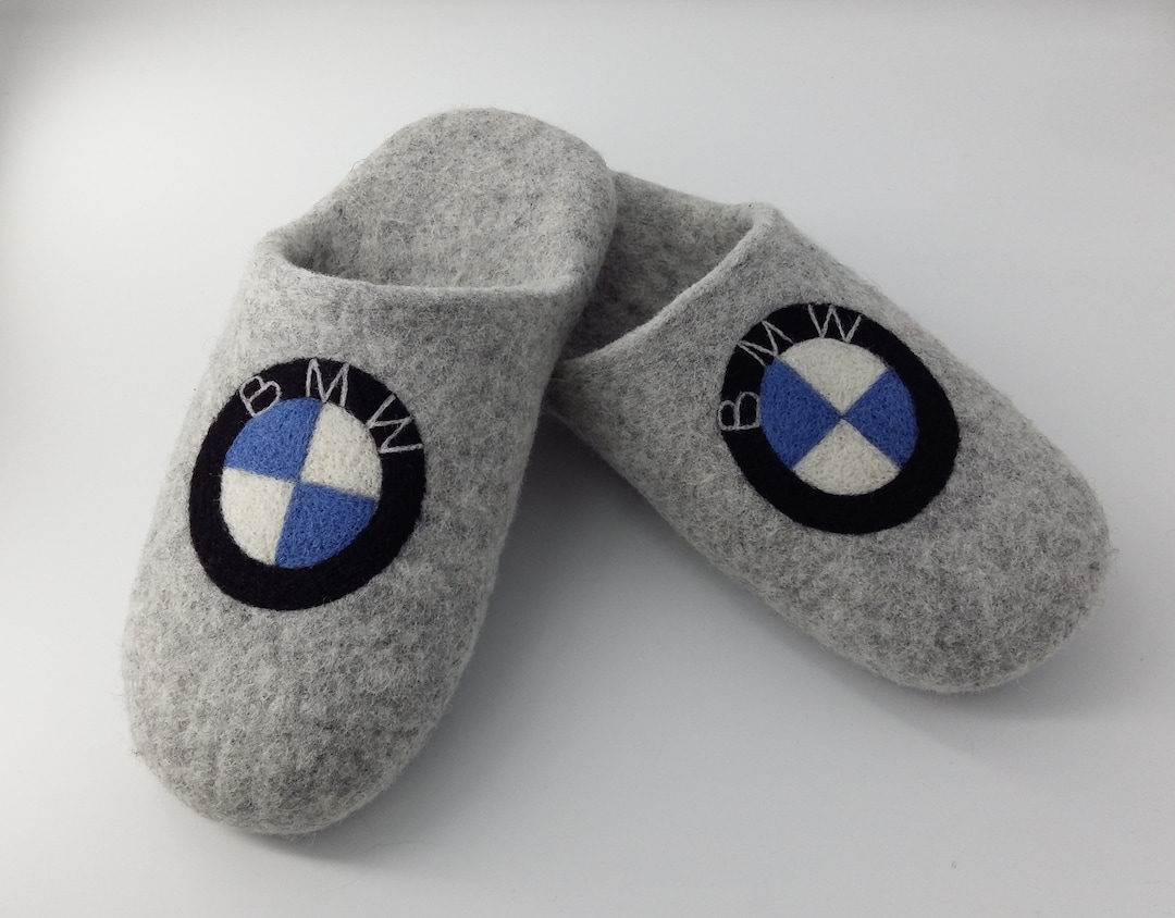 Felt BMW Slippers for Man Wool Slippers Flat Shoes Handmade Home ...