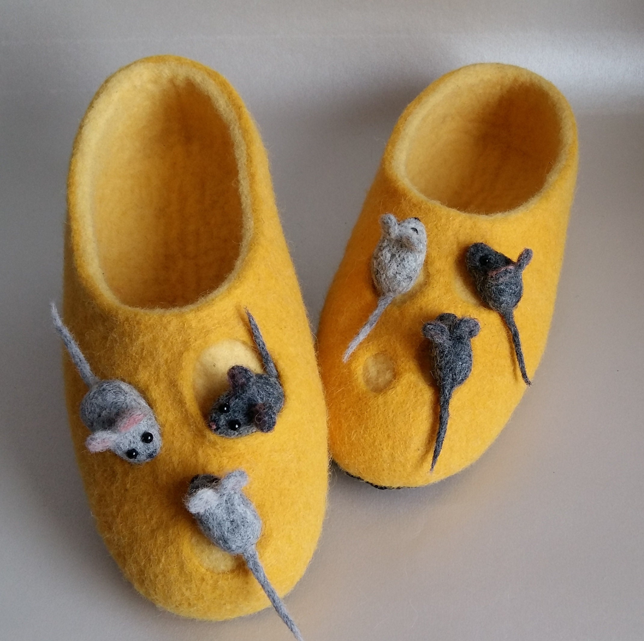 Felted Wool Mouse Slippers: Handmade Cheese Shoes for Kids - Etsy