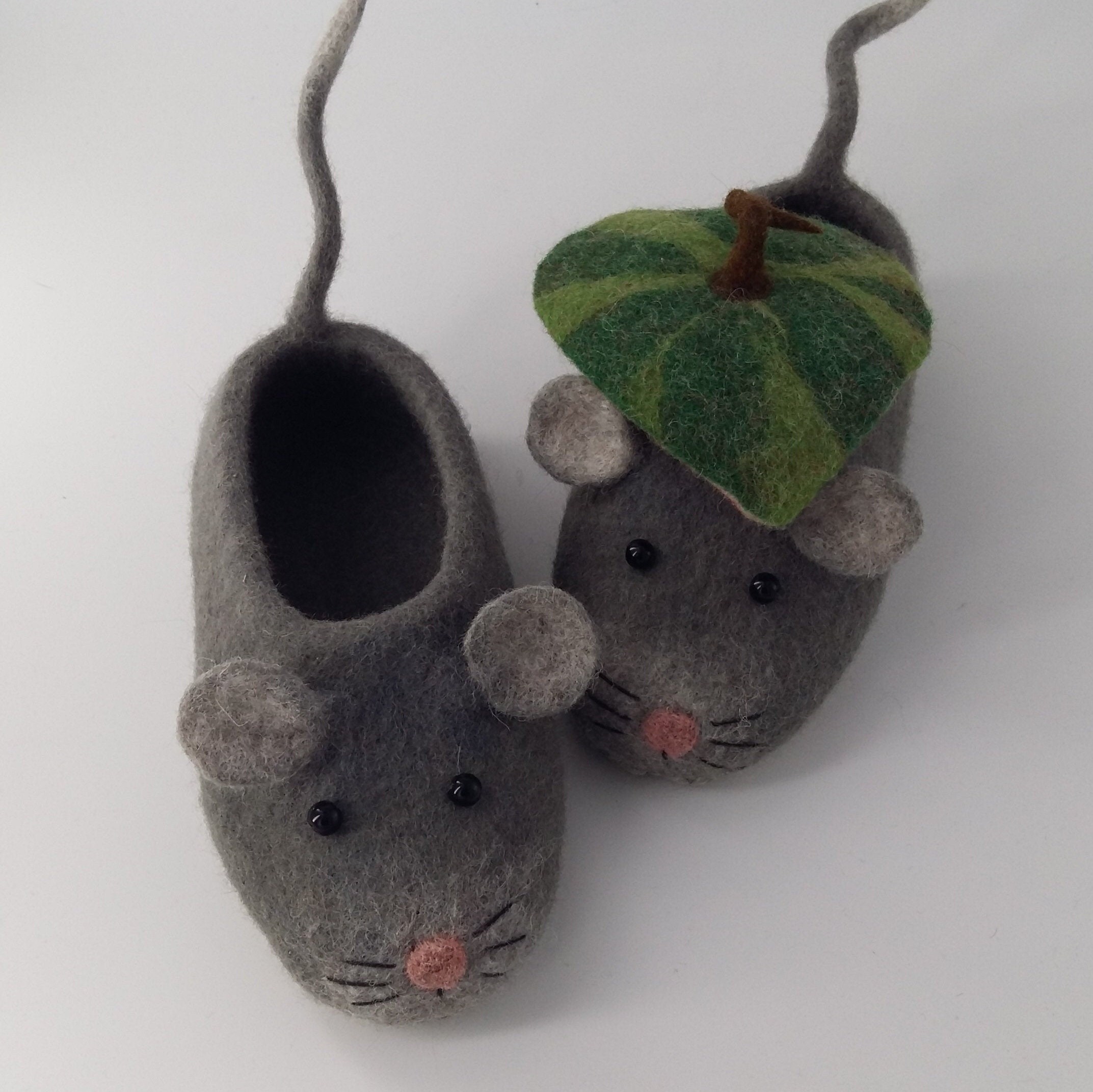 Mouse Slippers Toddler Slippers Handmade Wool Flat Shoes Funny - Etsy