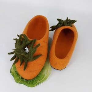 Carrot Orange Felted Wool Slippers: Eco-friendly Home Shoes - Etsy