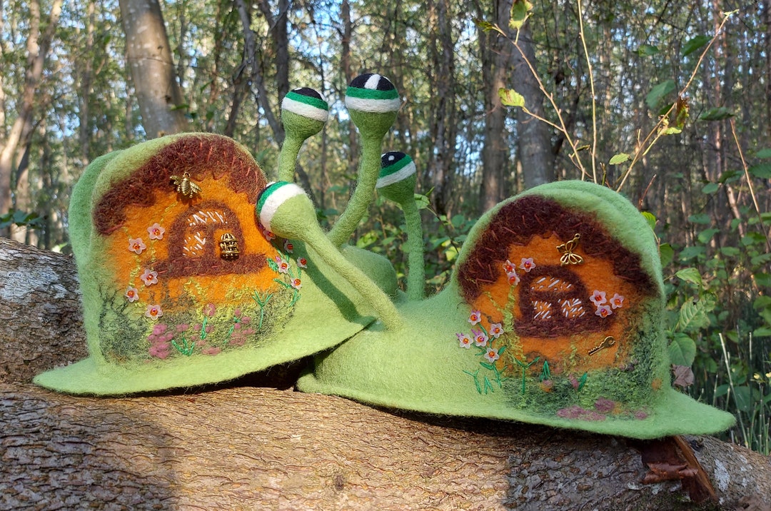 Felted Snail Slippers: Fun Animal Shoes, Wool Leather Sole - Etsy